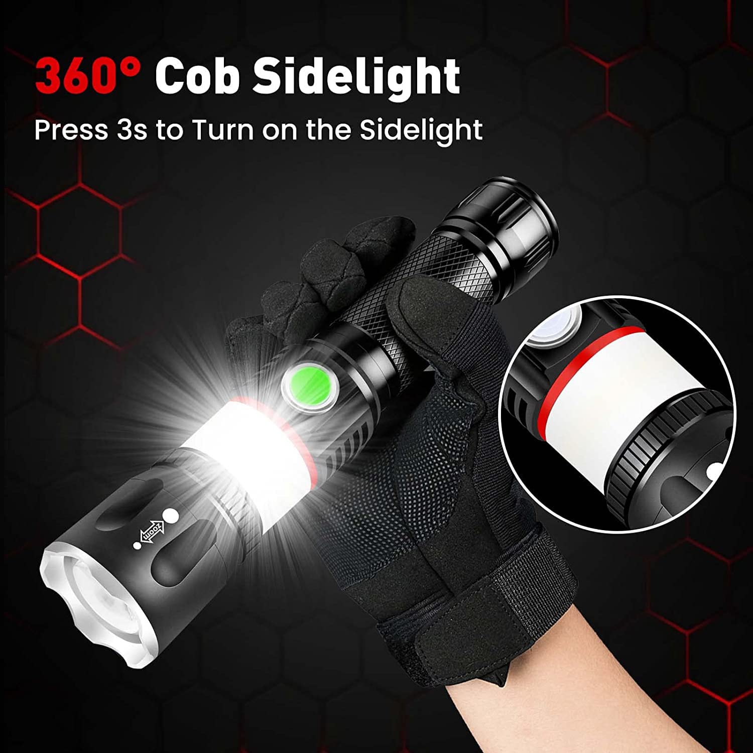 DOCOSS 2 in 1 Torch Lights Rechargeable Lights With Emergency Light /C